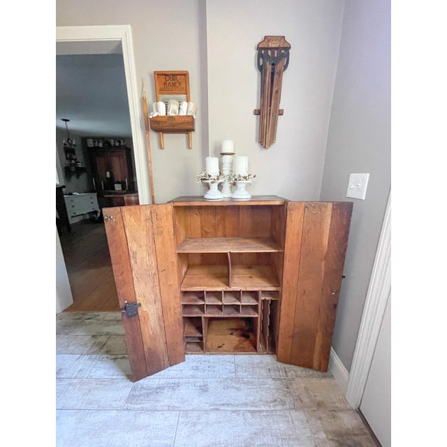 1920s Antique Red Pine Cubby Cabinet | Chairish
