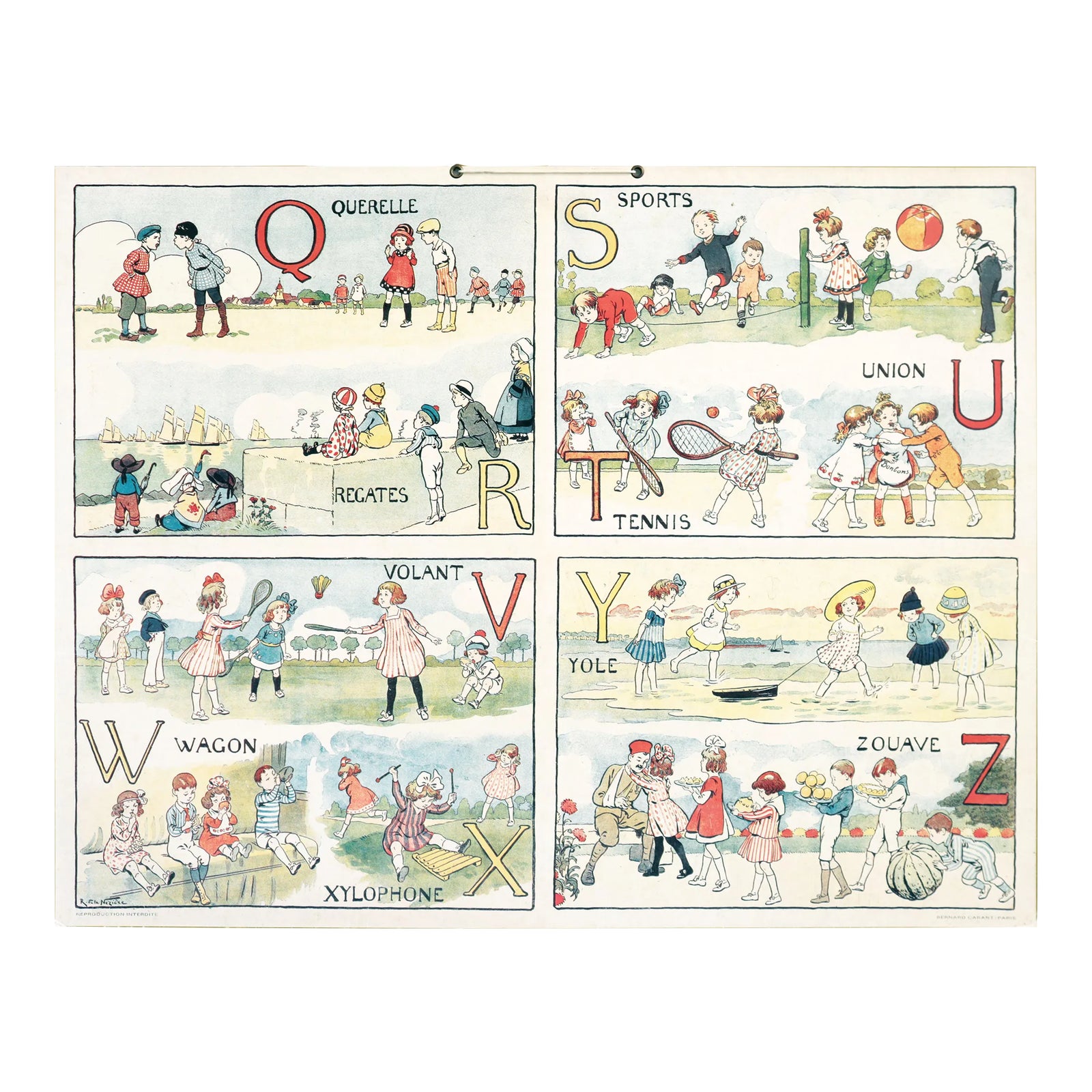 1920s French Alphabet Cardboard - Raymond De La Nézière | Chairish