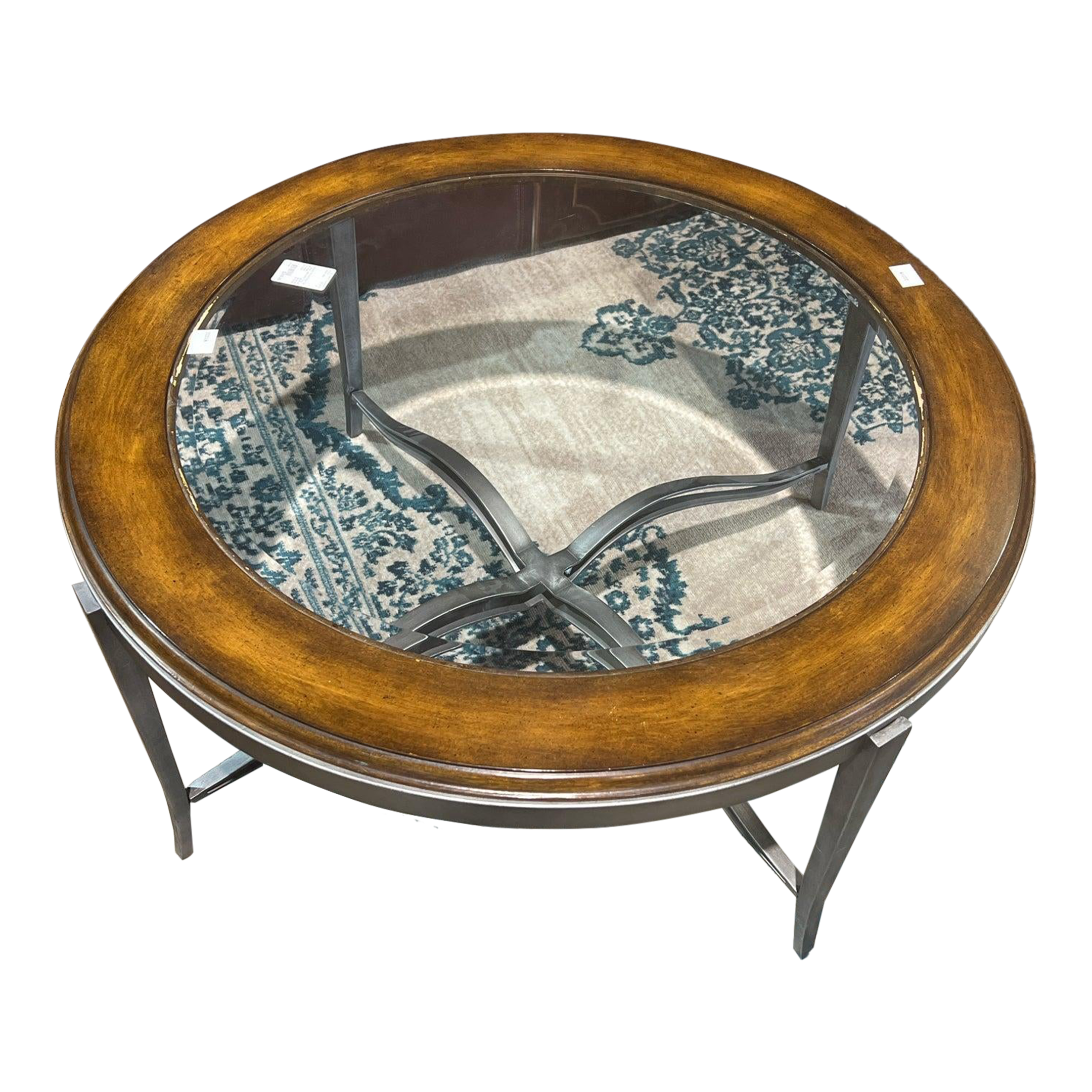 Klausner Round Glass Top Coffee Table Silver Tone Chairish