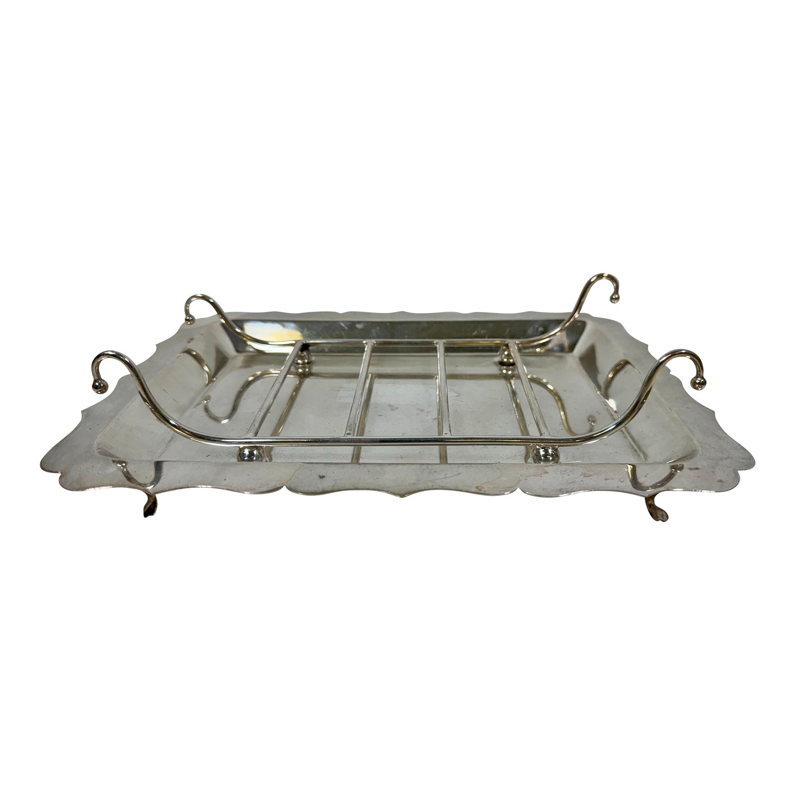 Antique Mappin & Webb Footed Silver Plate Asparagus Serving Tray & Rack ...