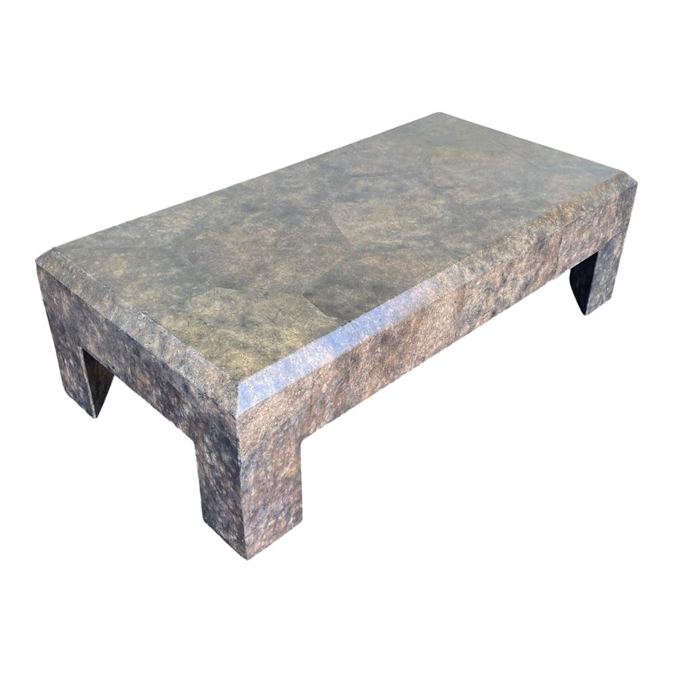1980’s Large Rectangular Lacquered Parchment Parsons Style Beveled ...