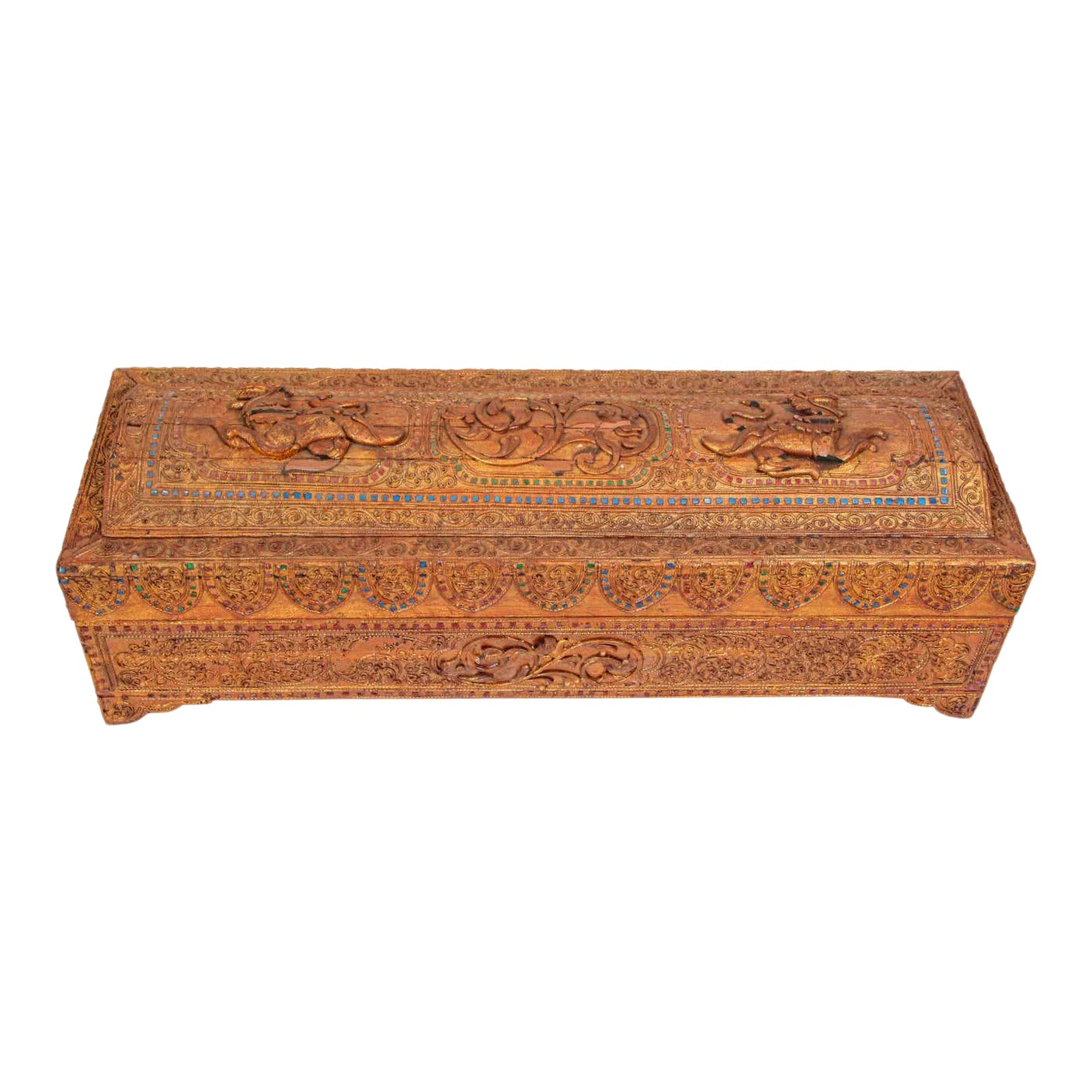 Gilt Lacquer Wood Manuscript Storage Box Burma 19th Century | Chairish