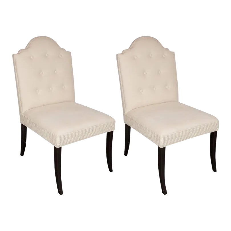 Luxe Scroll Back Chairs Upholstered in Loro Piana Cashmere - a Pair ...