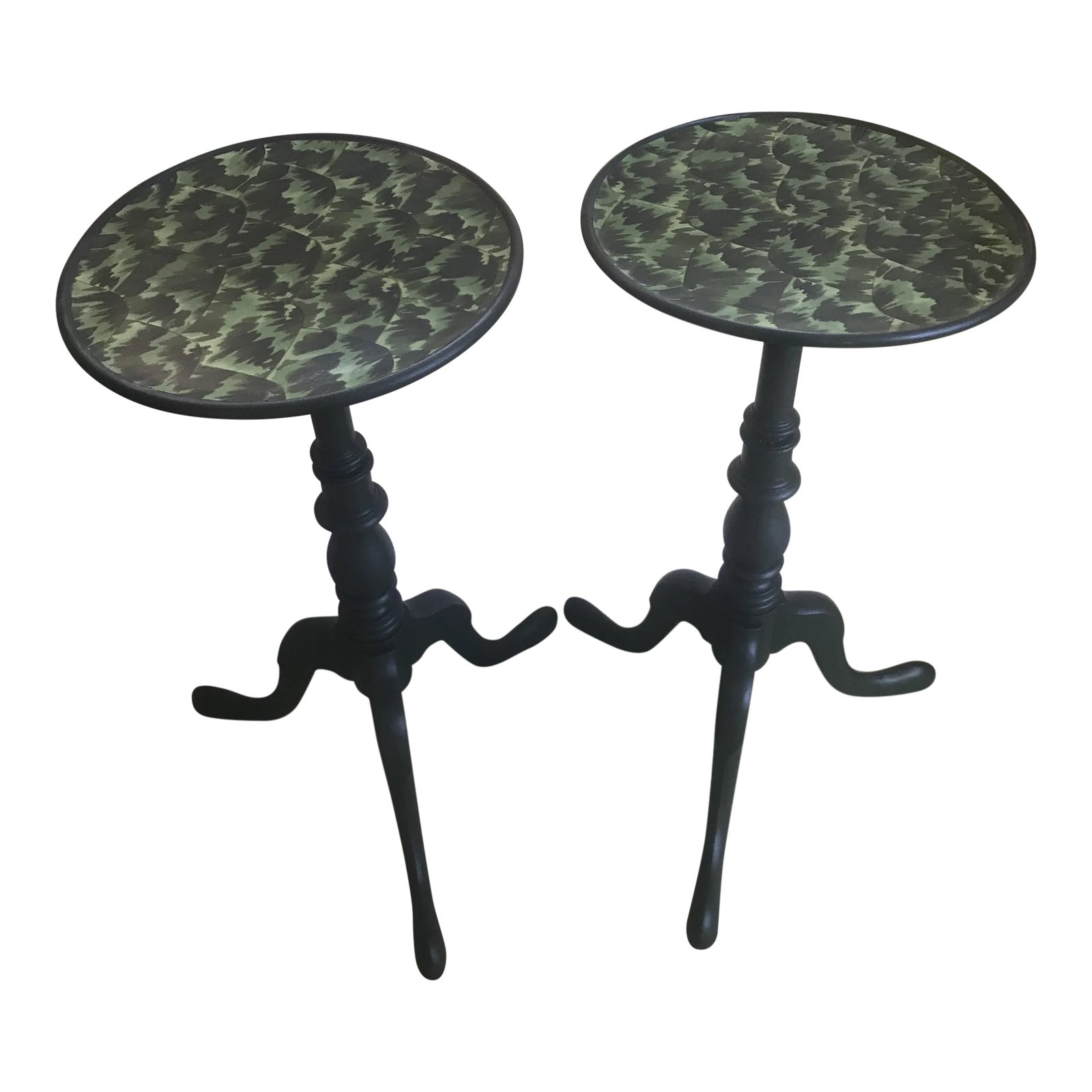 20th Century Regency Faux Tortoise Shell Top Side Tables - a Pair ...