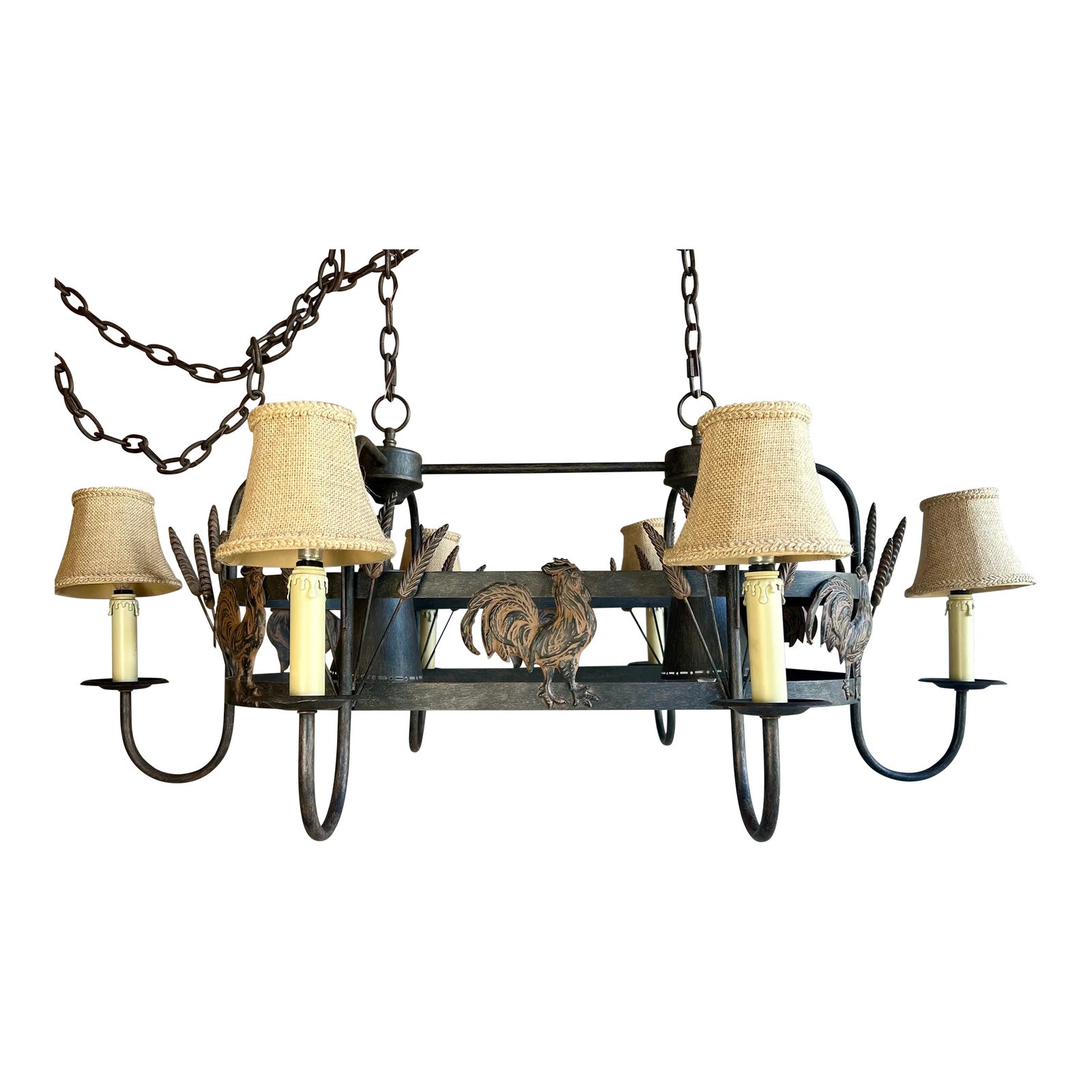 Early 21st Century Pierre Deux French Ptovincial 8 Light Bronze Rooster ...