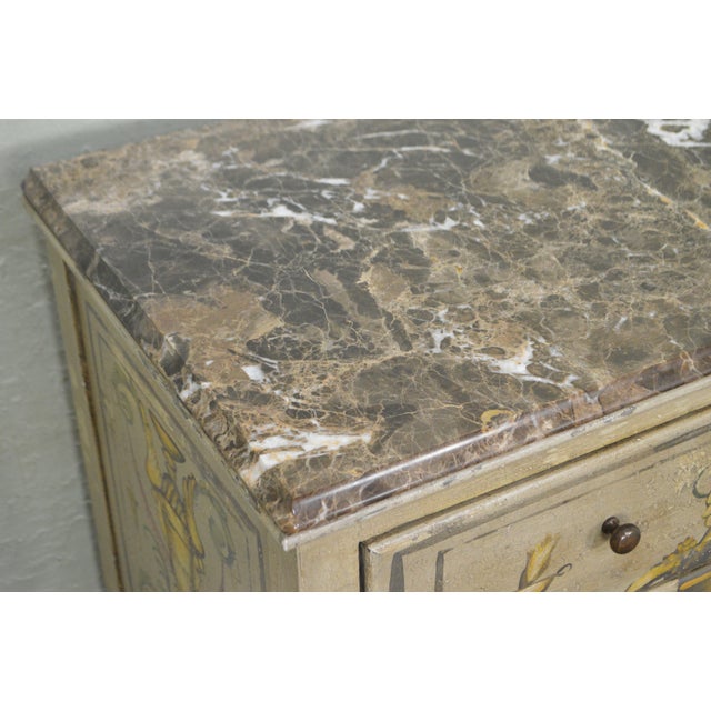 Adams Style Hand Painted Marble Top Chest of Drawers | Chairish