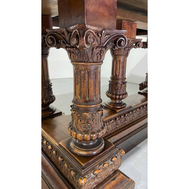 Antique Italian Renaissance Style Walnut Hand Carved 6 Column Library ...
