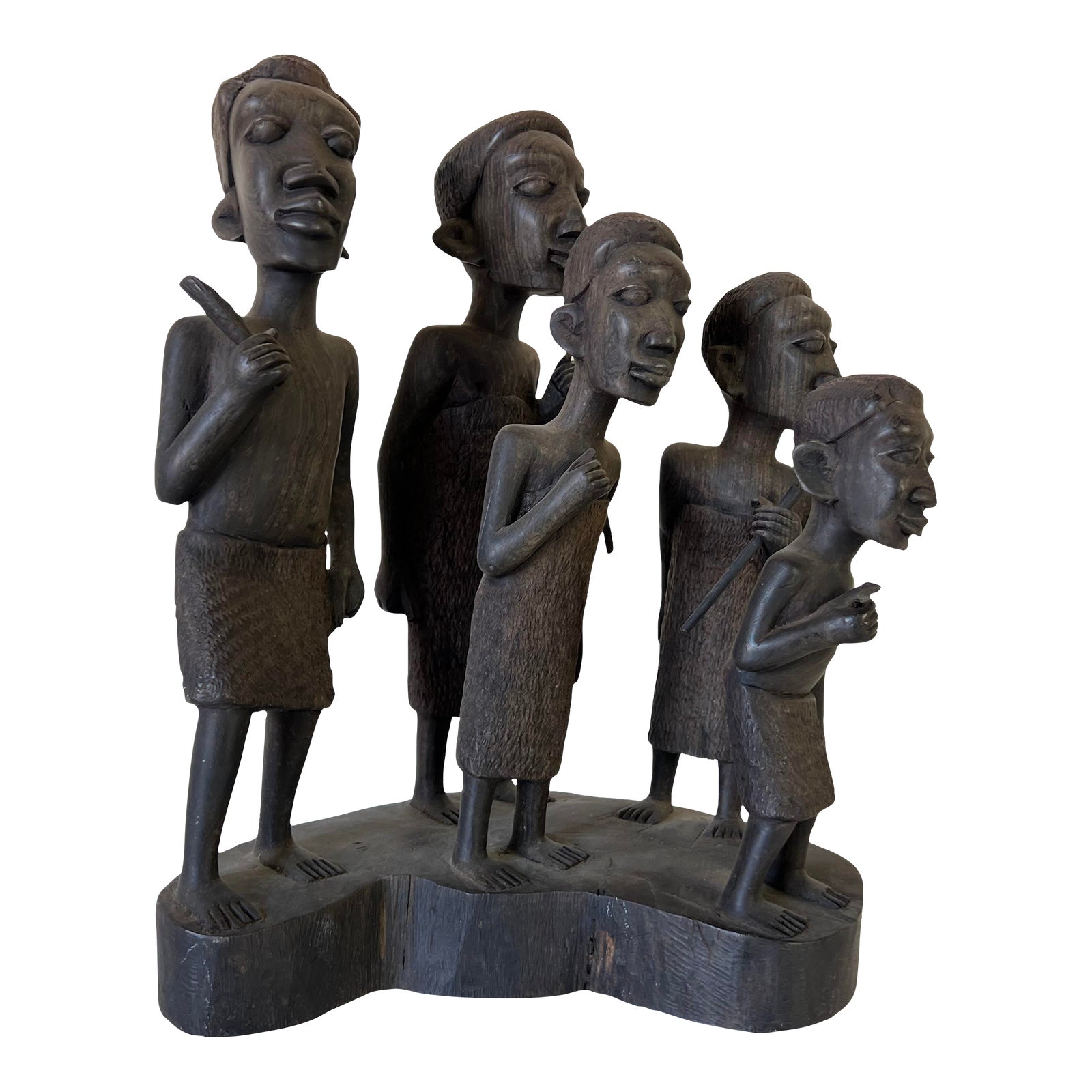 Vintage Mafass Art Hand Carved Wood African Sculpture | Chairish
