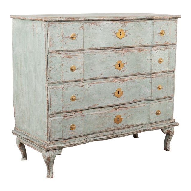 Large Blue Painted Oak Chest of Four Drawers Sweden Circa 1820 40 Chairish