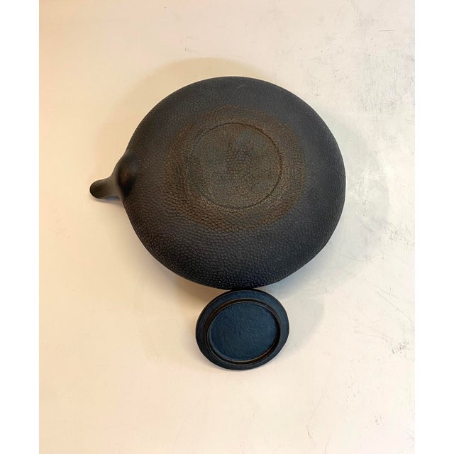 Vintage Japanese Cast Iron Black Color Tea Pot Bamboo Pattern | Chairish