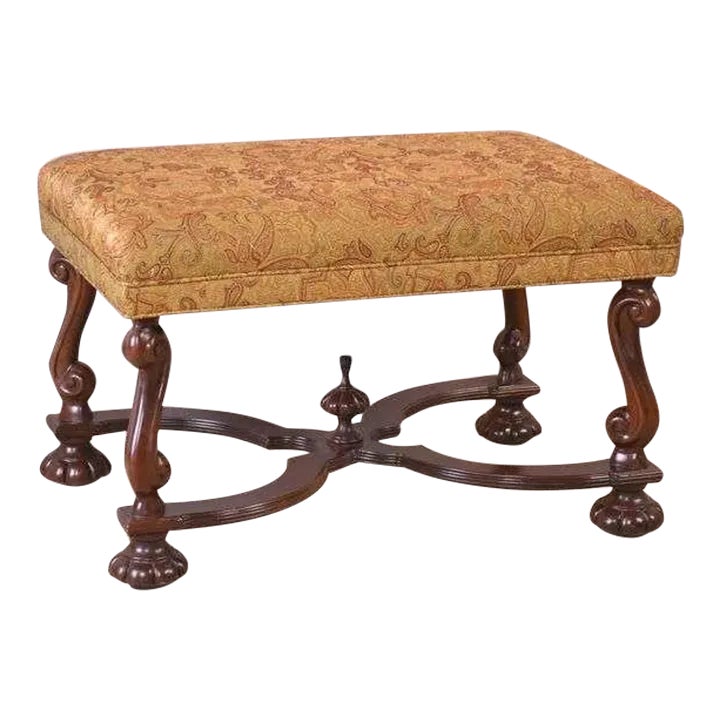 Late 20th Century Hickory Chair Bench With Stretcher Base | Chairish