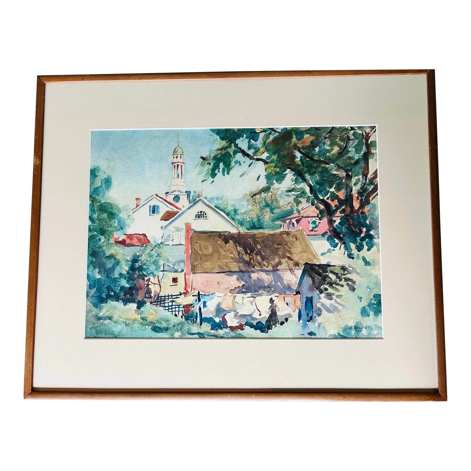 Vintage Village Scene Signed Walter Hayes | Chairish
