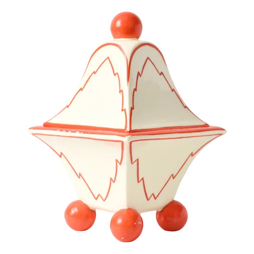 Cubist Style Czech Earthenware Box, 1920s | Chairish