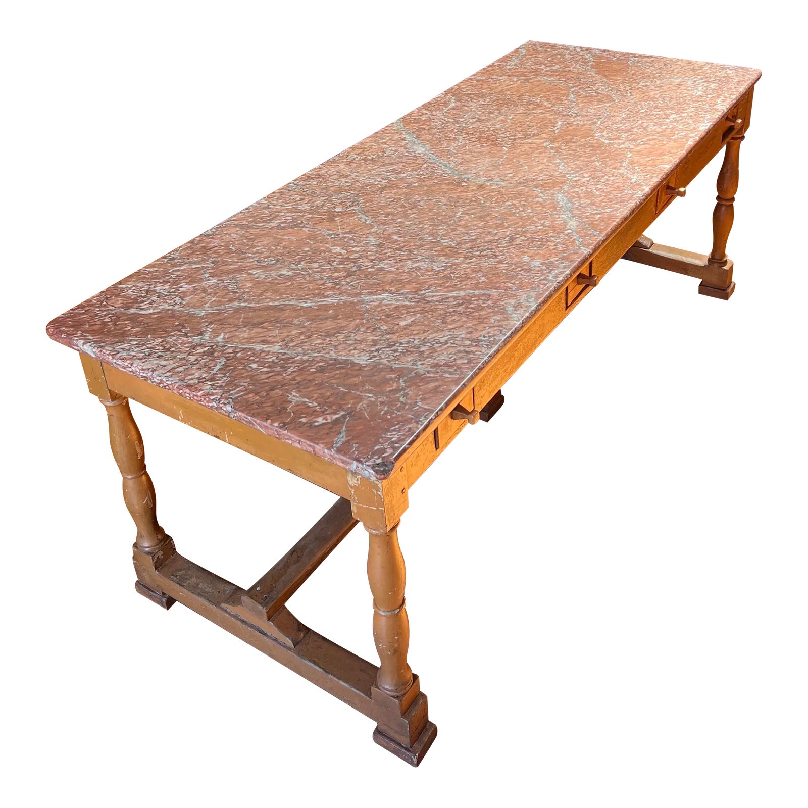 19th Century Marble French Convent Table | Chairish