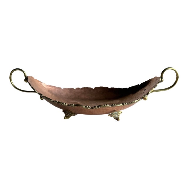 Vintage French Brass and Copper Centerpiece Bowl, Polished | Chairish