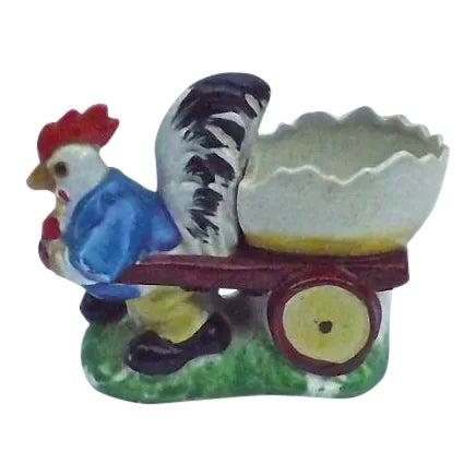 Vintage Porcelain Chicken & Cart Egg Cup | Chairish