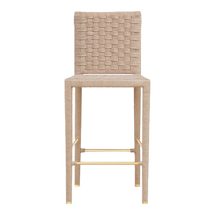 Matthew Izzo Home Burbank Basket Weave Rope Bar Stool With Brass ...