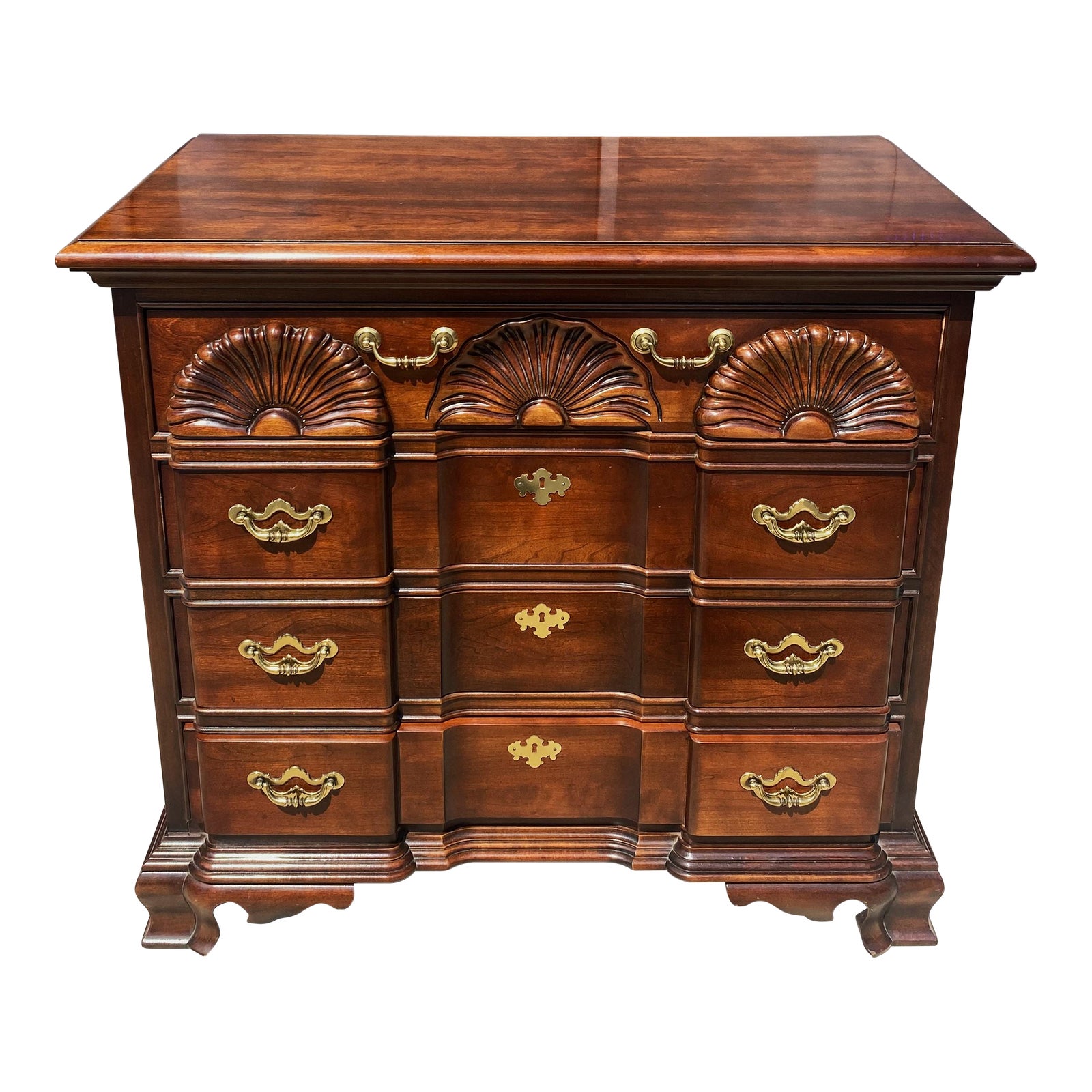 Late 20th Century Thomasville Solid Cherry Blockfront Chest | Chairish