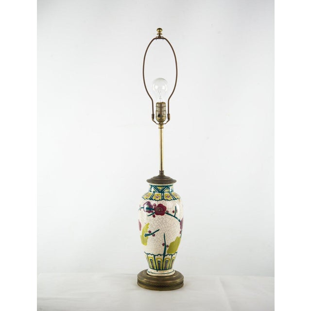 Vintage Hand Painted Porcelain & Bronze Table Lamp | Chairish