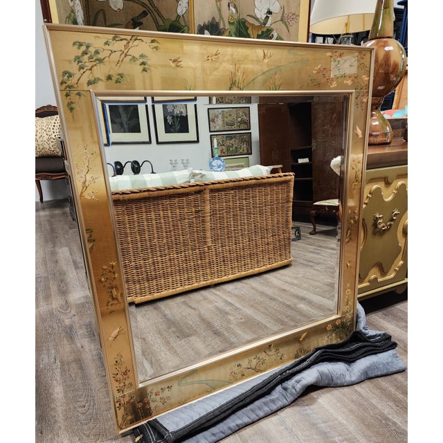 Vintage LaBarge Reverse Painted / Eglomise Floral Chinoiserie Gold Wall ...