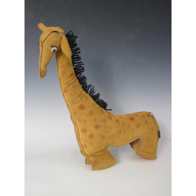1970s Folk Art Suede Leather Giraffe Stuffed Animal | Chairish