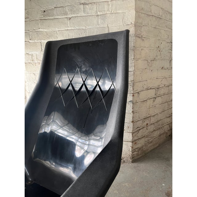 1970s Black Swivel "Evil Villain" Chair Attributed to Overman | Chairish