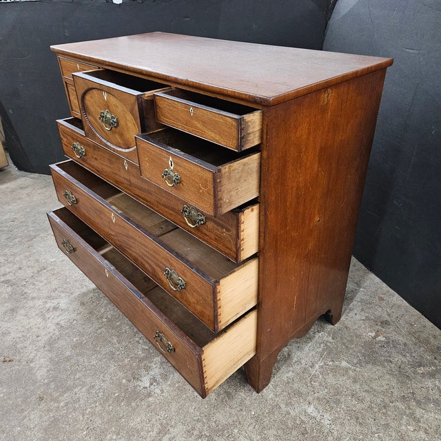 Edwardian Mahogany Inlaid 8 Drawer Chest of Drawers | Chairish