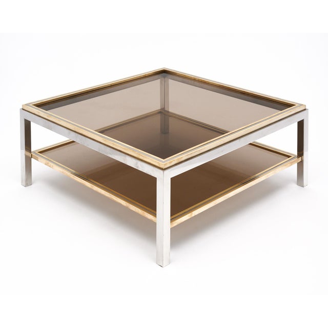 Willy Rizzo Chrome and Brass Coffee Table | Chairish