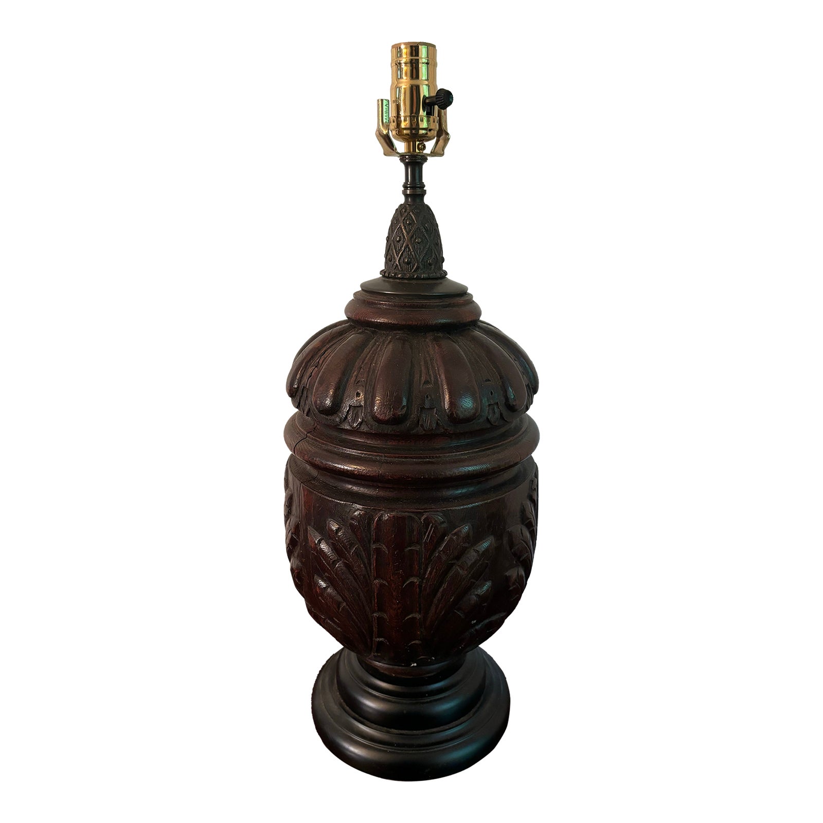 Early 19th Century Wooden Newell Post Lamp | Chairish