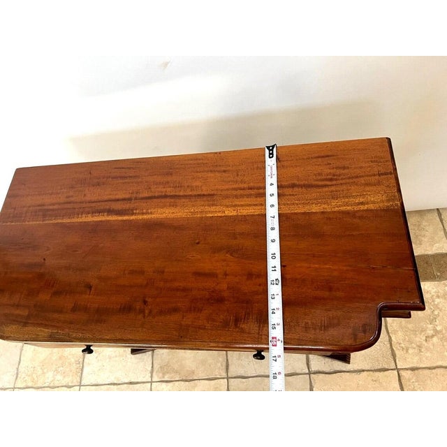 1970s Vintage Sofa Console Table Double Lyre Pedestal Two Drawers Small ...