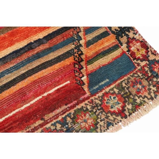 Vintage Gabbeh Tribal Rug in Polychromatic Stripes and Geometric ...