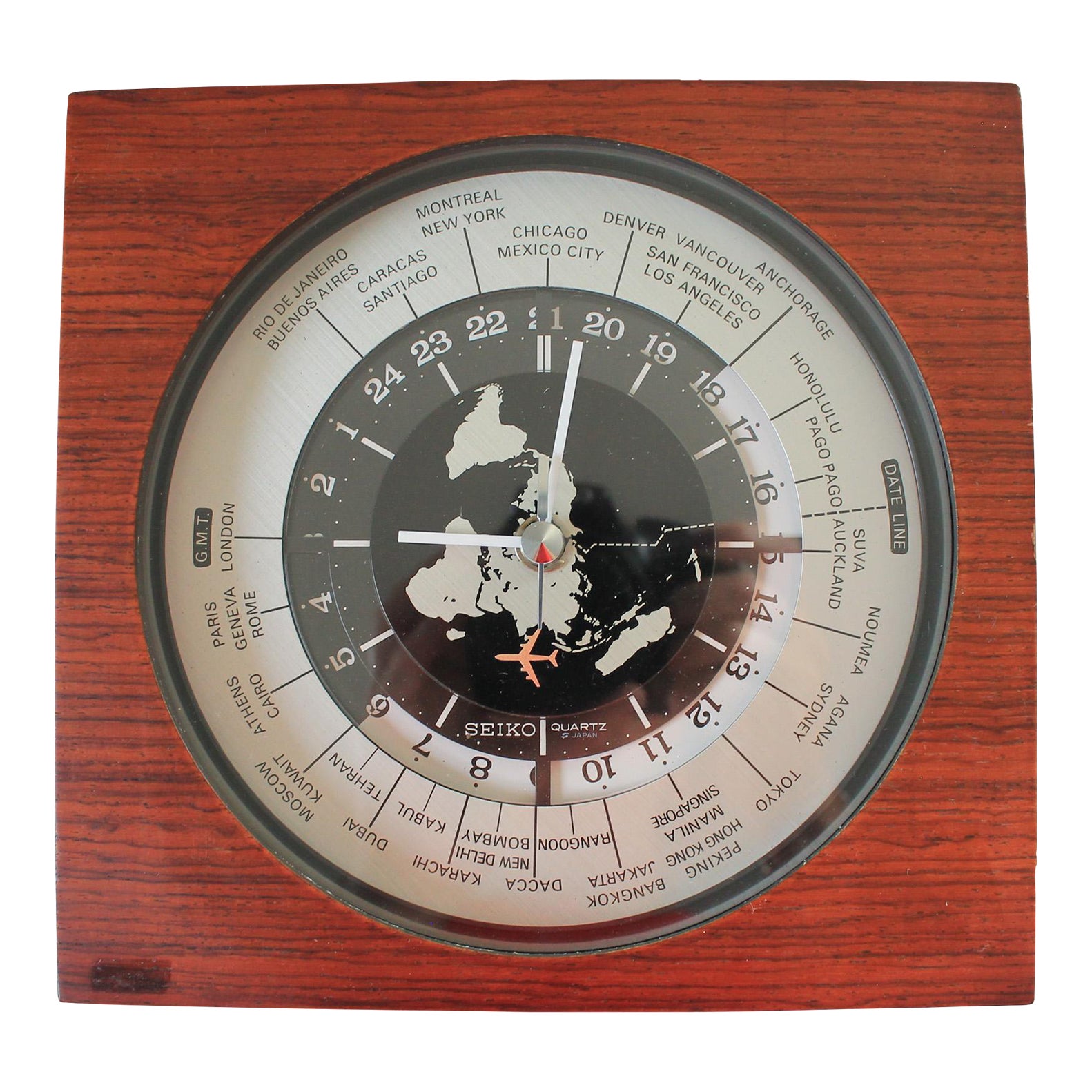 Vintage Seiko Quartz World Time Zone Desk Clock | Chairish