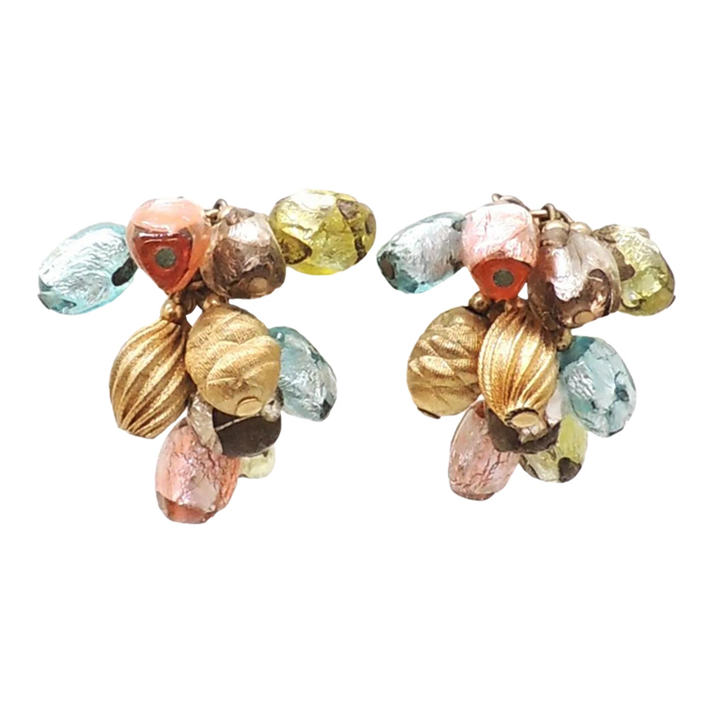 Vintage 1960s Signed Napier Art Glass Drops Clip Earrings - 2 Pieces ...