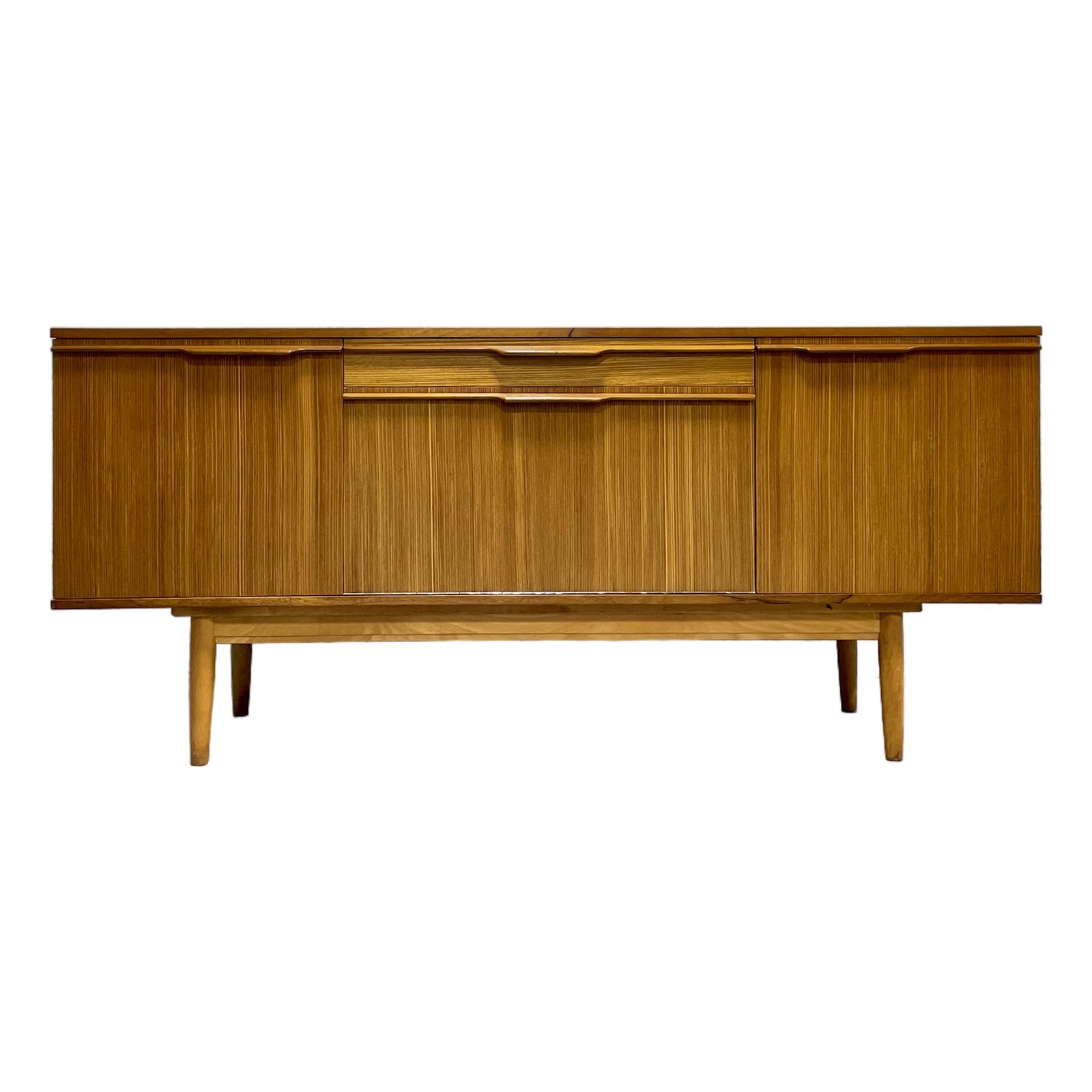 Mid Century Modern Zebrawood Sideboard / Credenza | Drop Front Bar ...