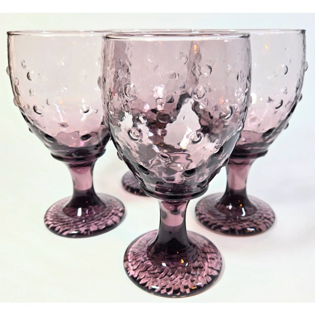 Vintage Amythest Hobnail Goblets- Set of 4 | Chairish