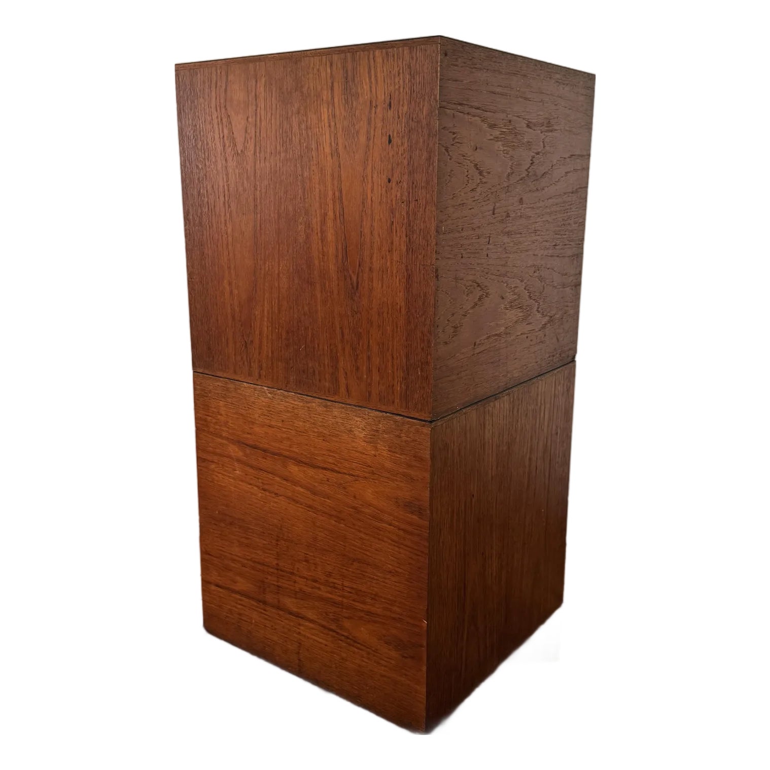 1960s Pair of Modernist Cube Accent Tables - Walnut & Black Formica ...