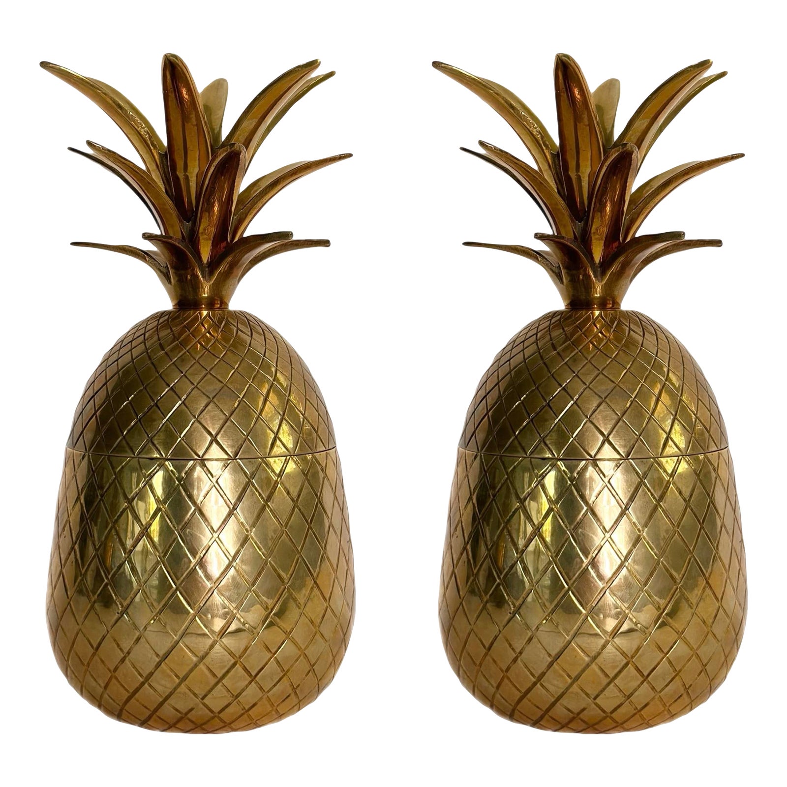 Vintage Brass Pineapple Boxes – a Set | Chairish