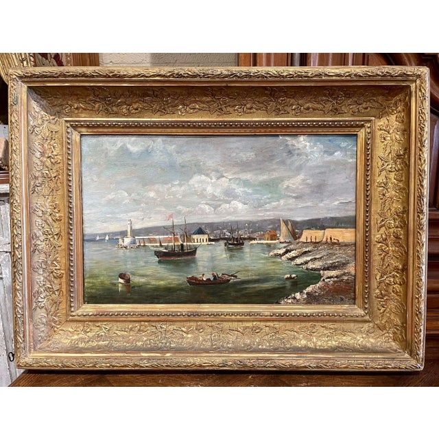 19th Century French Oil on Canvas Marine Painting Signed S. Audibert Dated 1885 | Chairish