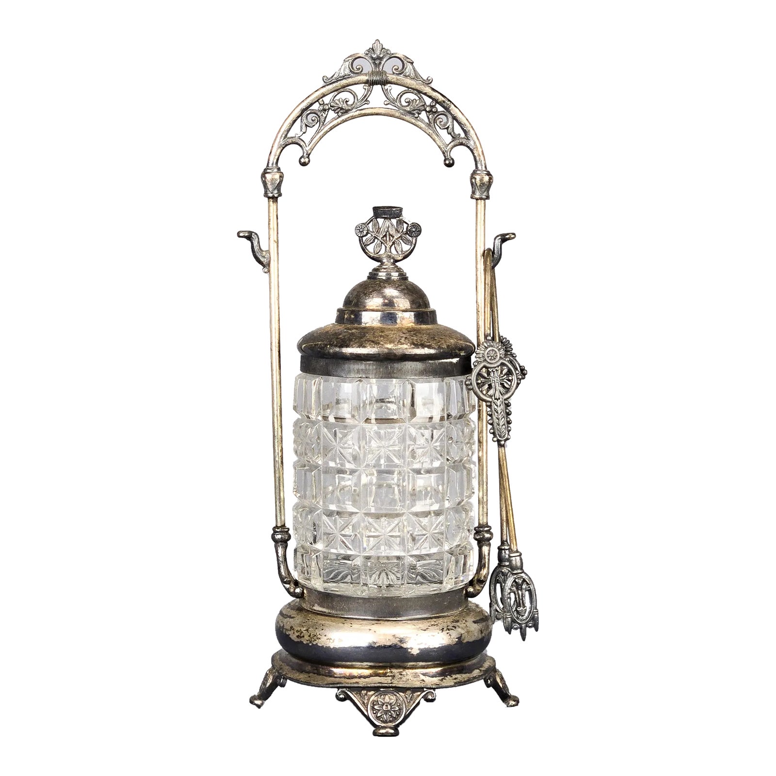 1880's Victorian Silverplate Pickle Castor Jar and Tongs by Simpson ...
