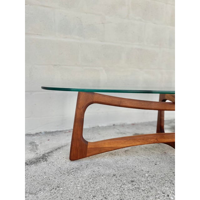 Mid Century Modern Ribbon Coffee Table With Oval Glass Top by Adrian ...