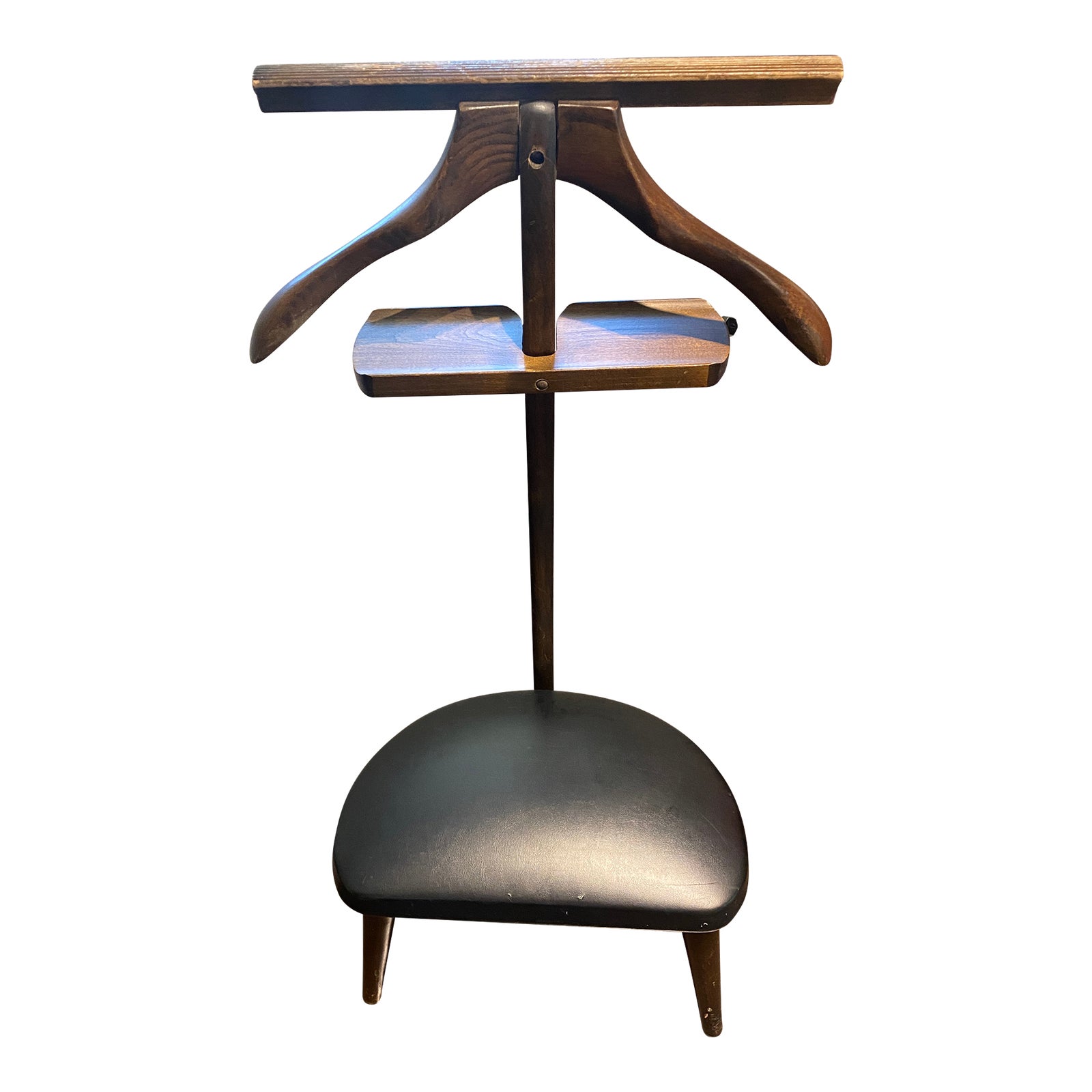 1960s Mid-Century Modern Tri-Pod Walnut Finish Men's Valet With Tray ...
