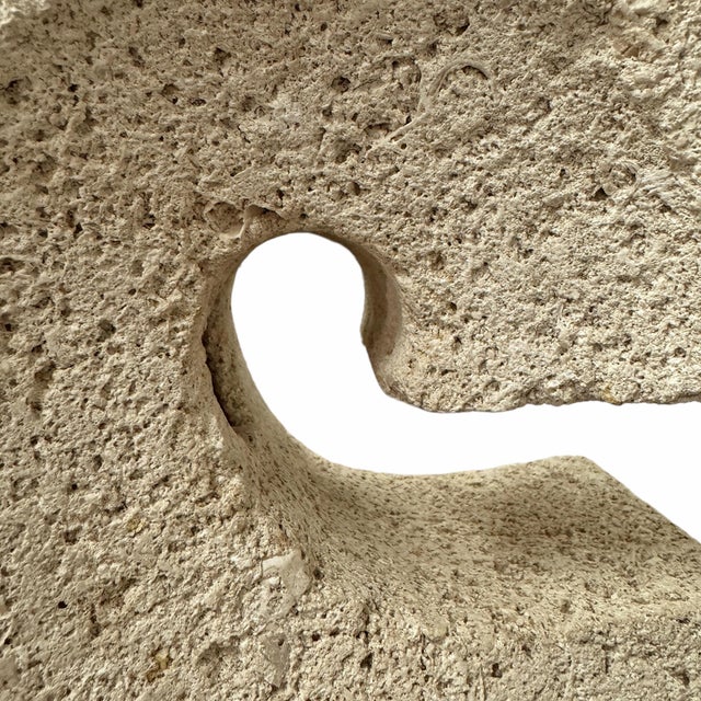 French Modernist Carved Stone Lamp | Chairish