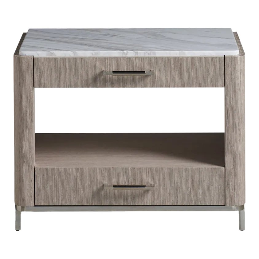Contemporary Soren Stone Top Bedside Table | Chairish