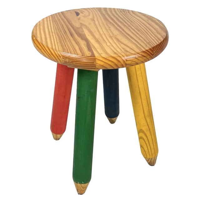 Vintage 1980s Memphis Style Wood Pencil Leg Children's Table + (2 ...