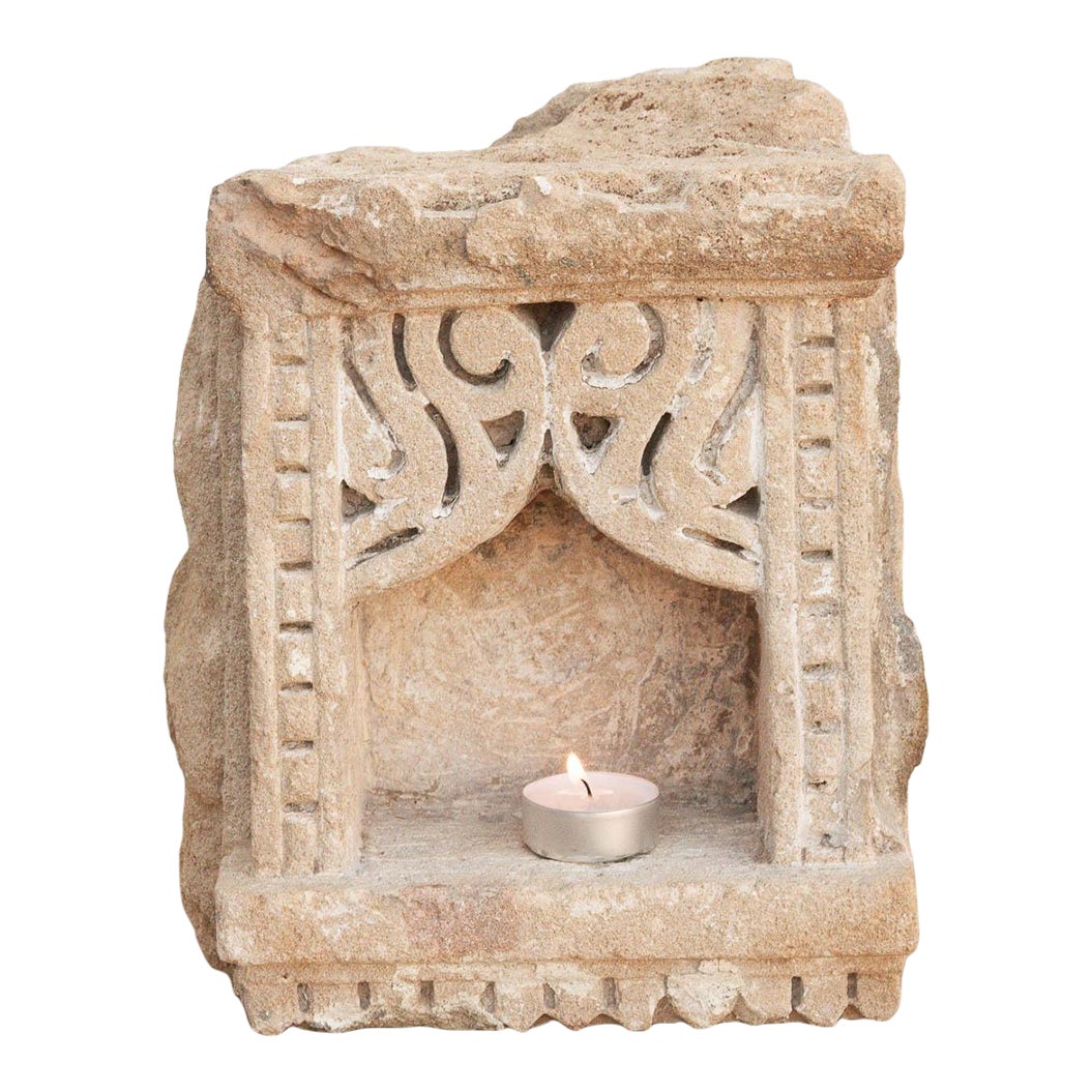 Arch & Floral Scrolls Indian Stone Niche | Chairish