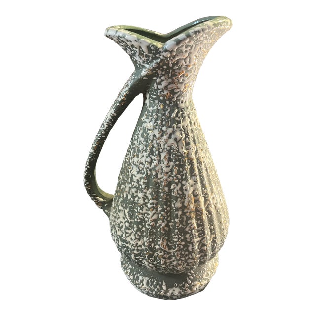 Mid-Century Savoy Splatterware Pottery Pitcher | Chairish