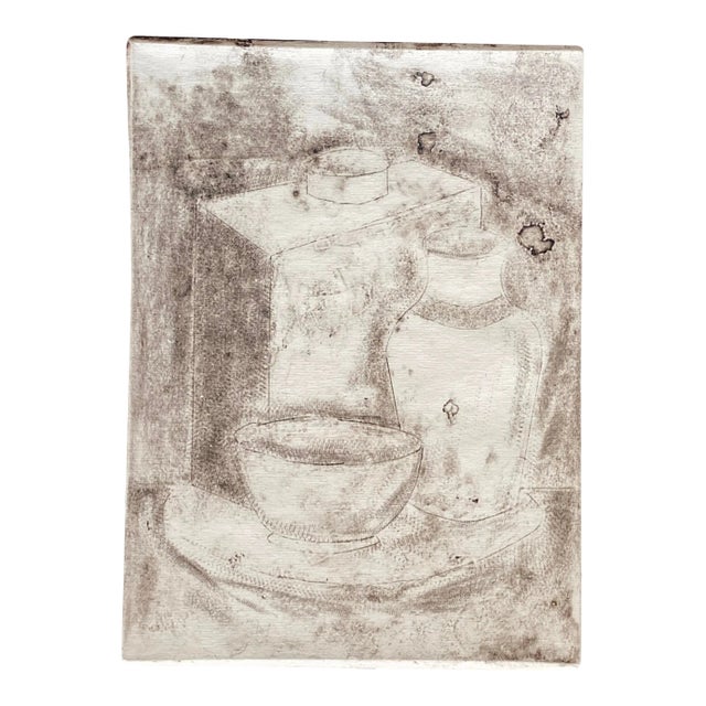 1970s Still Life Etching With Asian Porcelain | Chairish