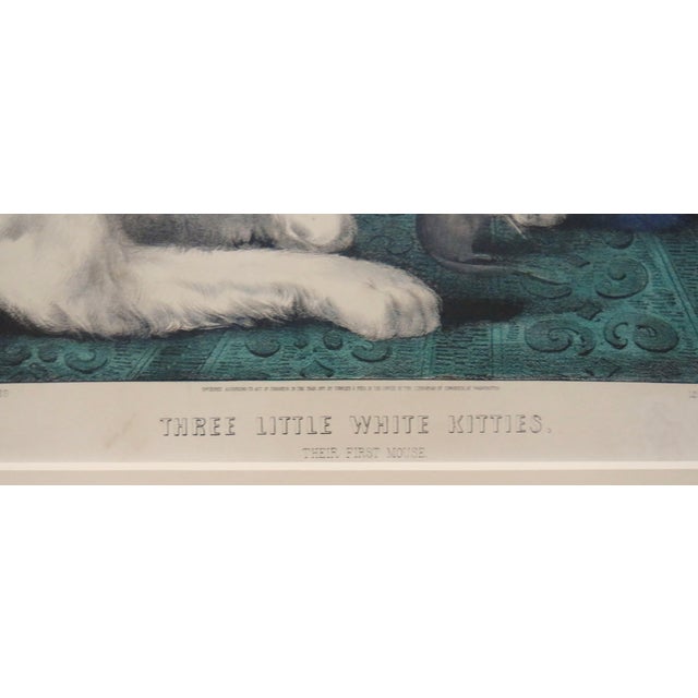 Vintage Currier & Ives 'Three Little White Kitties, Their First Mouse ...