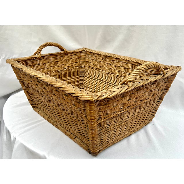 Vintage 1930s European Woven Wicker Market Basket | Chairish