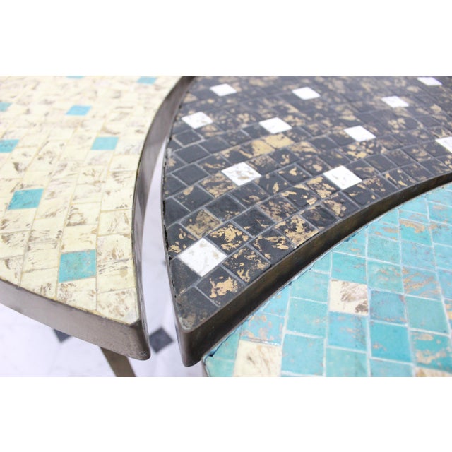 Mid Century Modern Table Set Tile Italian Mezza Luna | Chairish